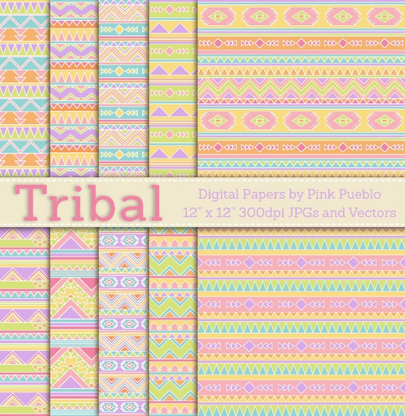 Tribal Digital Papers Printable Papers Scrapbook Papers | Etsy