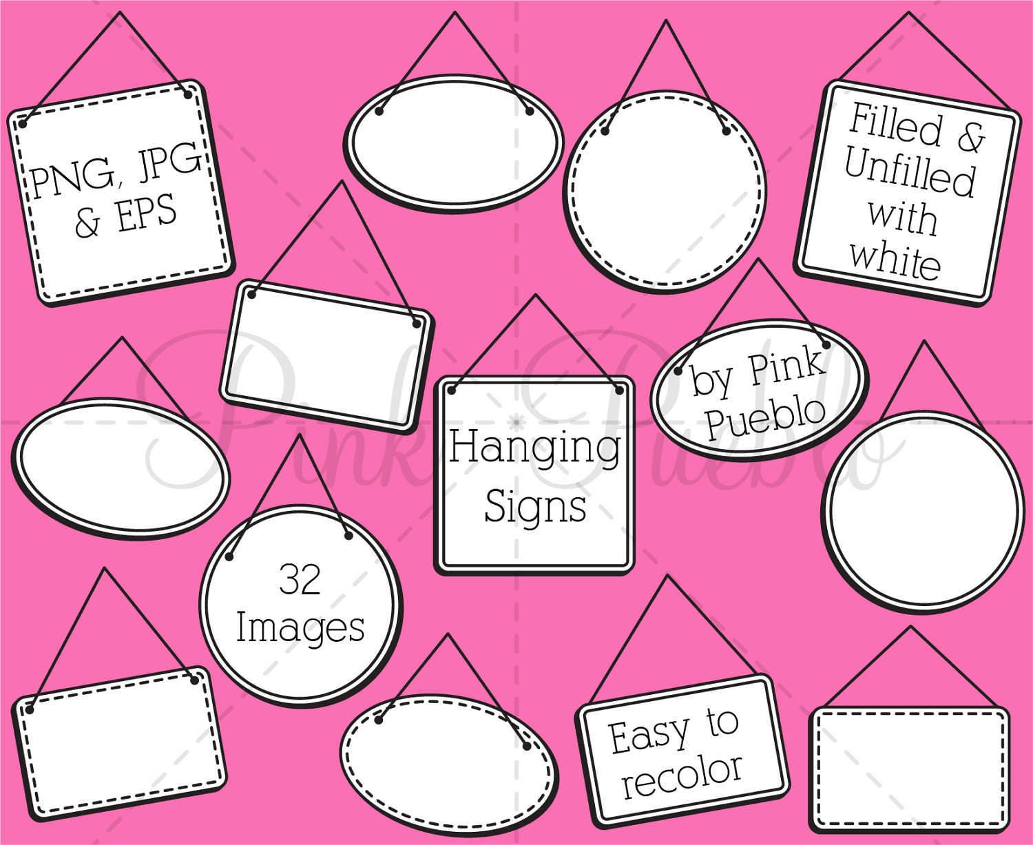 Frame Clip Art Frame Clipart Digital Frames Hanging Signs - Etsy