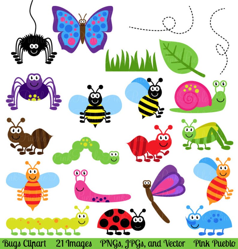 Bugs Clipart Clip Art Insects Clipart Clip Art Vectors - Etsy
