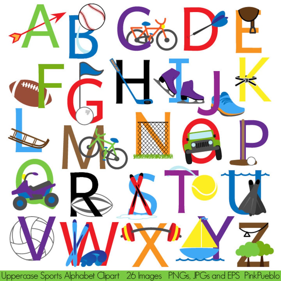 Sports Alphabet, Font With Sports Letters Clipart Clip Art, Uppercase ...