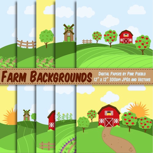 Farm Yard animals Tractorcrops Printable Digital Paper | Etsy