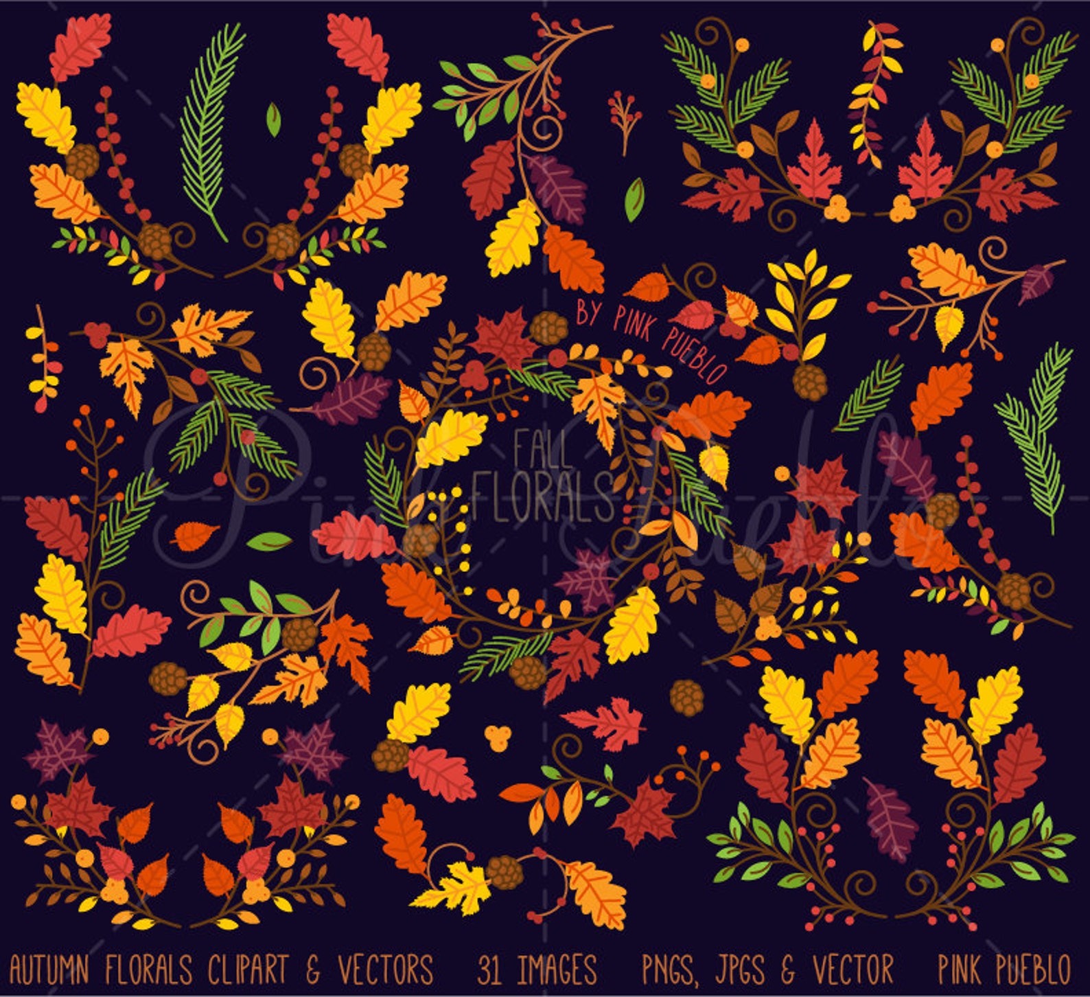 Thanksgiving Flower Clipart Clip Art Thanksgiving Autumn Fall | Etsy