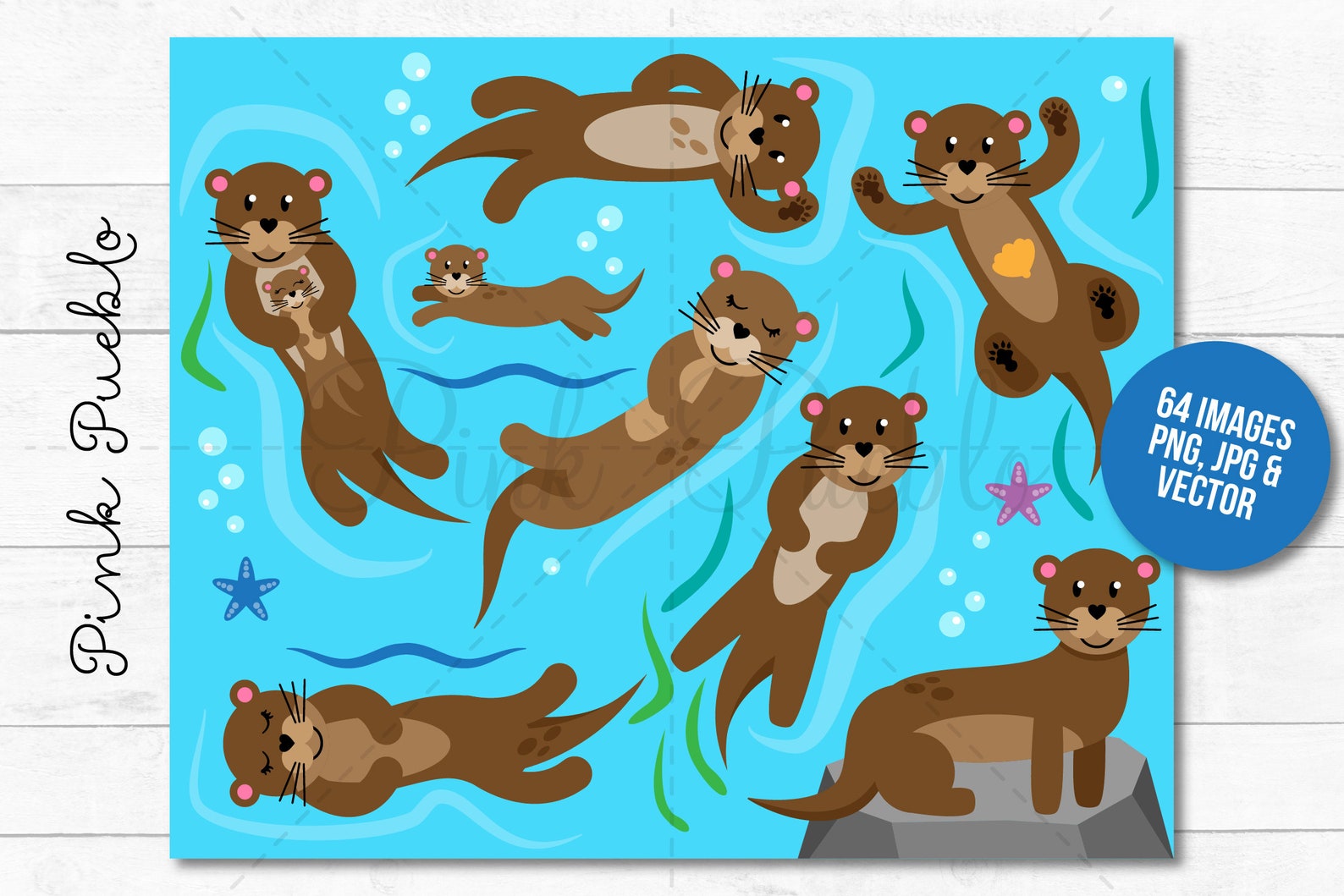 Otter Clipart Otter Clip Art Sea Animal Clipart Sea Animal | Etsy
