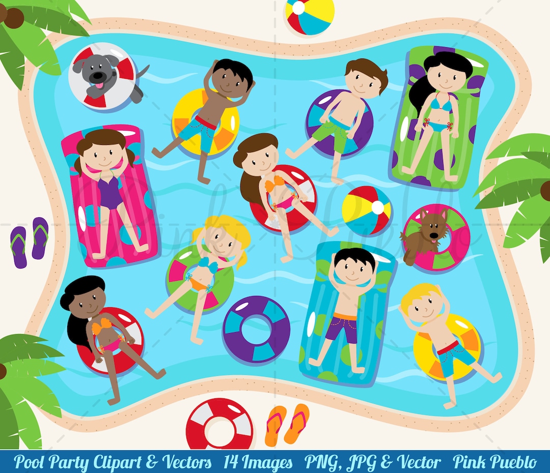 Pool Party Clipart, Pool Party Clip Art for Pool Party Invitations ...