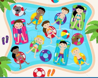 Pool Party Swim Boys Digital Clipart Set personal and - Etsy