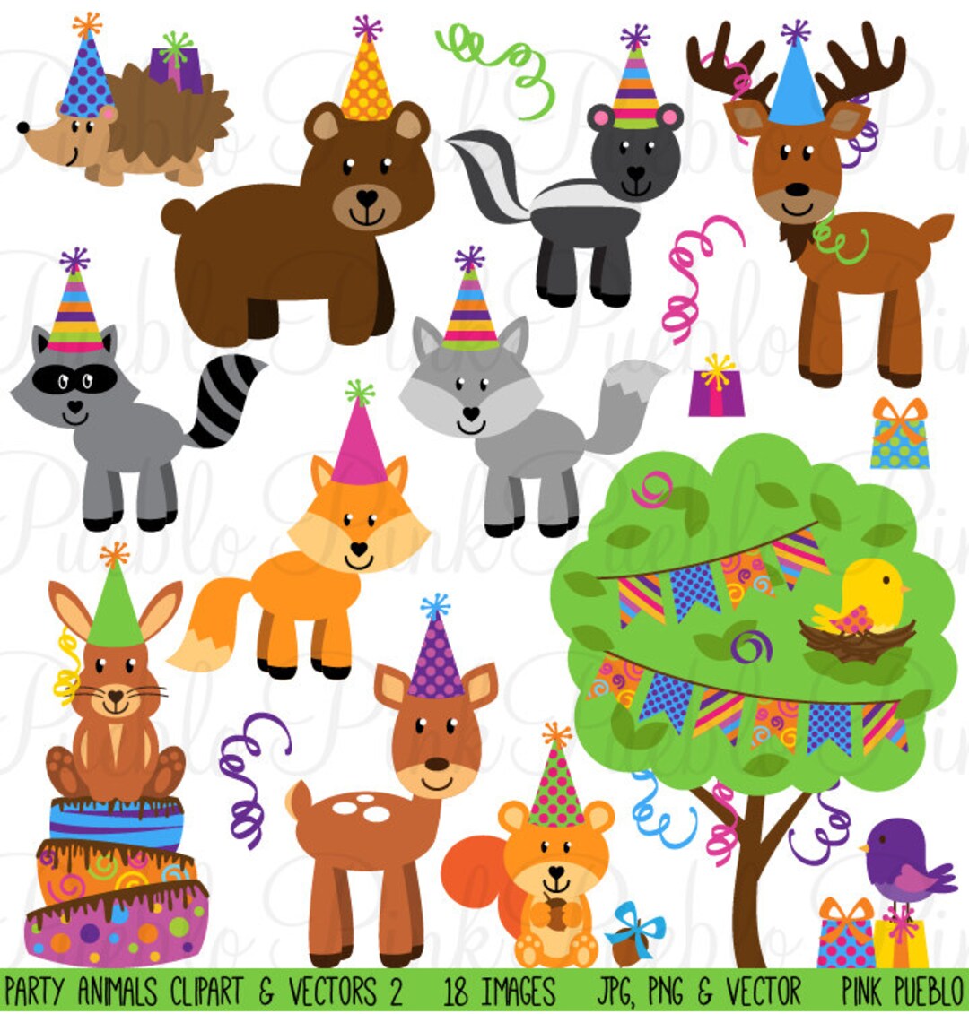 Birthday Party Animals Clipart Clip Art, Forest Woodland Animals ...