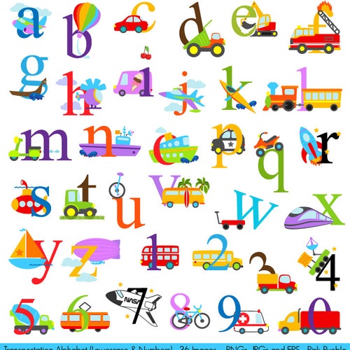Transportation Alphabet Clipart Clip Art Construction - Etsy