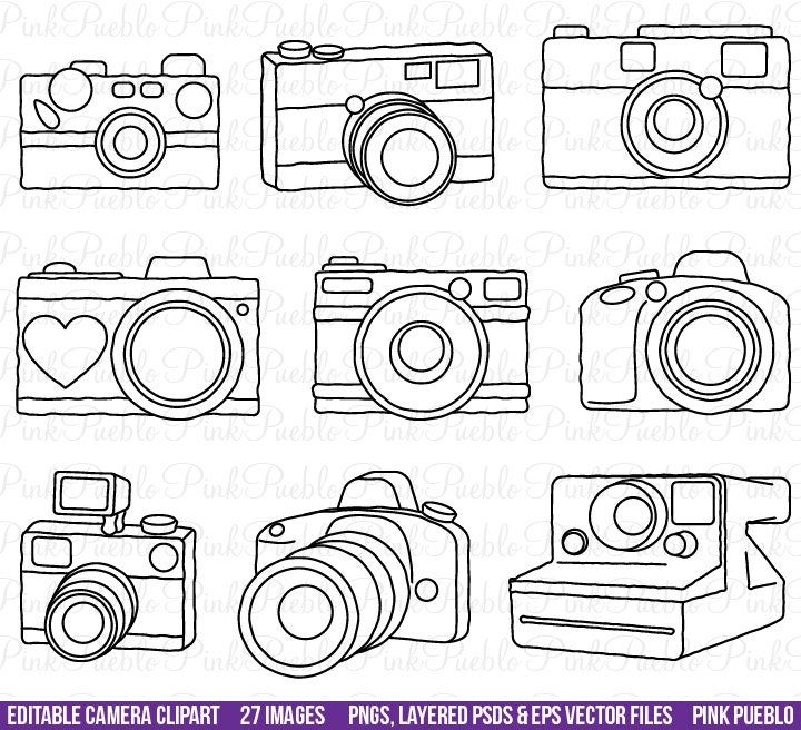 Camera Clipart Clip Art Photography Logo Elements Layered | Etsy