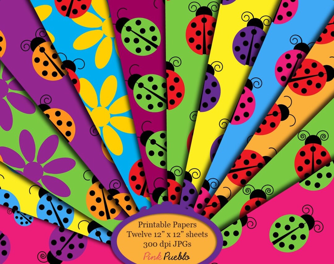 Ladybugs Digital Papers Ladybugs Printable Papers Ladybugs Scrapbooking ...