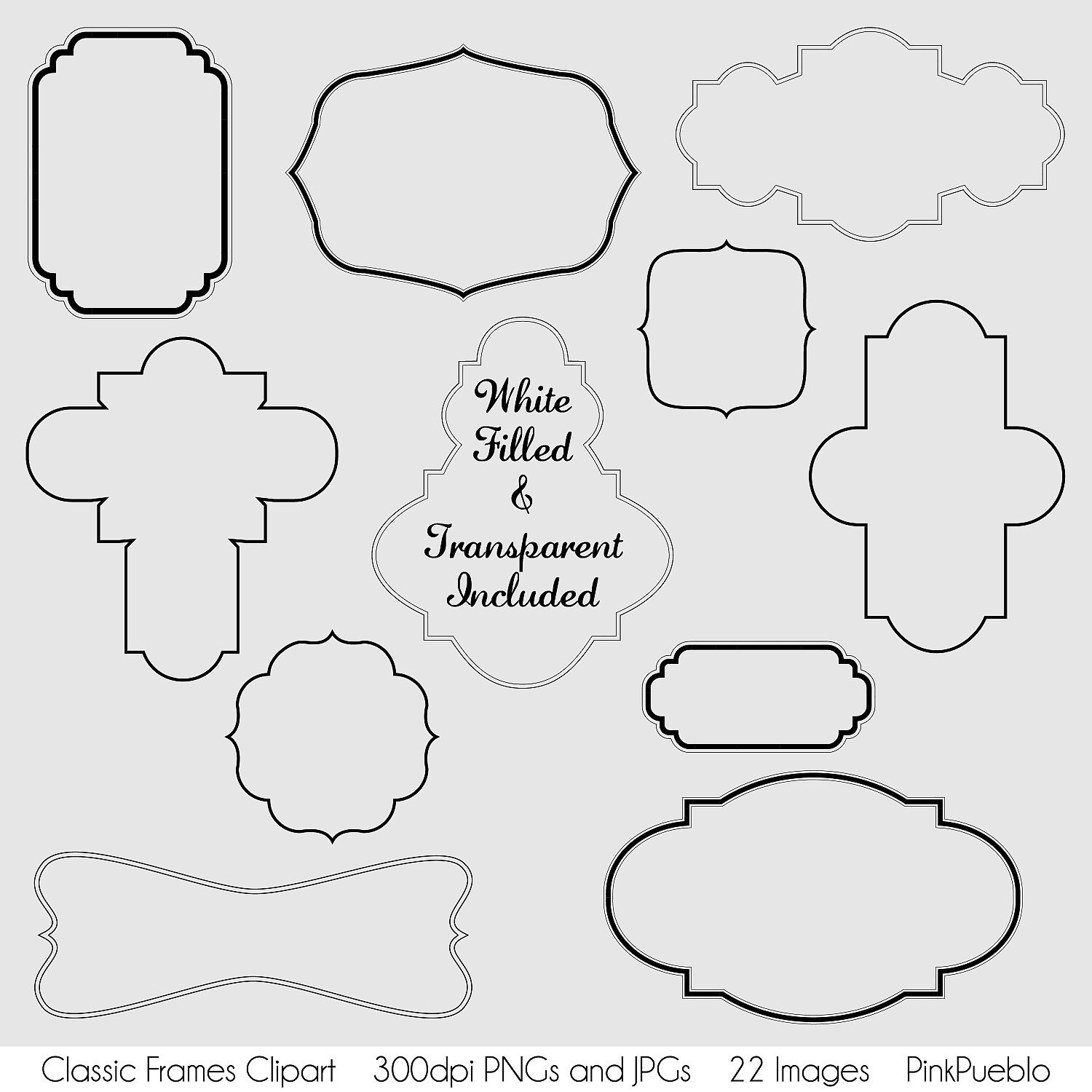 Frames Clip Art Clipart Borders Tags Labels Clip Art Clipart - Etsy