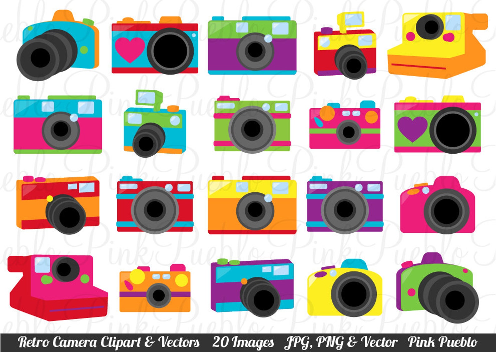 Cute Retro Camera Clipart Clip Art Vectors Great for - Etsy