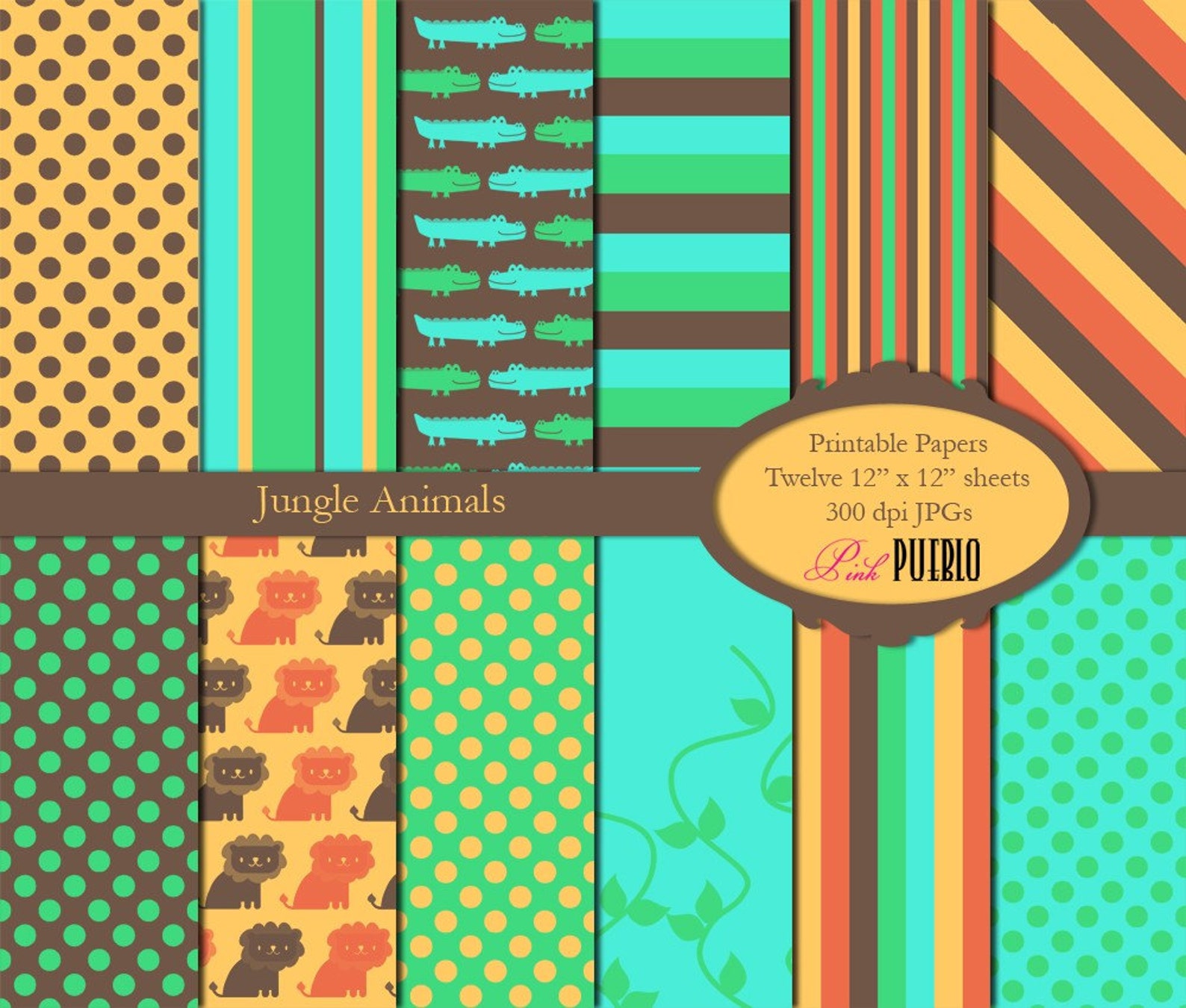 Printable Paper Pack / Jungle Animals / Digital Scrapbook - Etsy