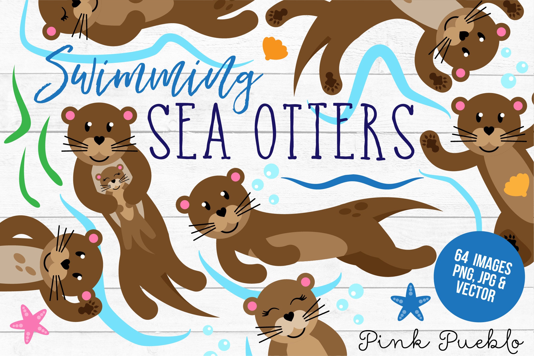 Otter Clipart Otter Clip Art Sea Animal Clipart Sea Animal - Etsy