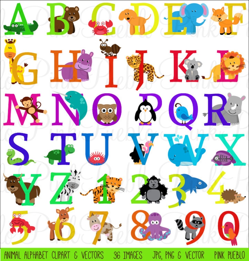 Animal Alphabet, Font With Safari Jungle Zoo Animals, Uppercase and ...