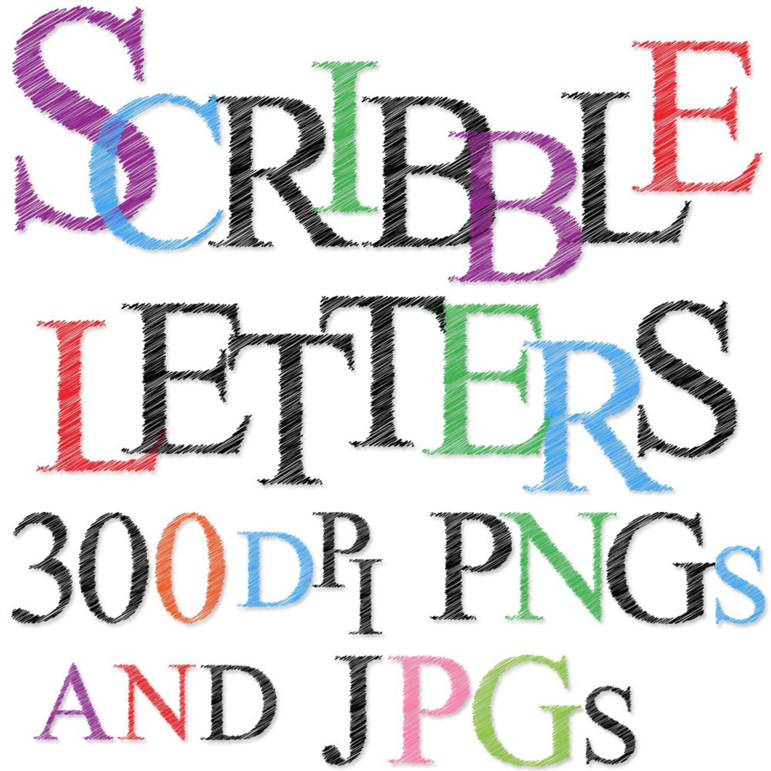 Scribble Alphabet Scribble Font Commercial and Personal | Etsy