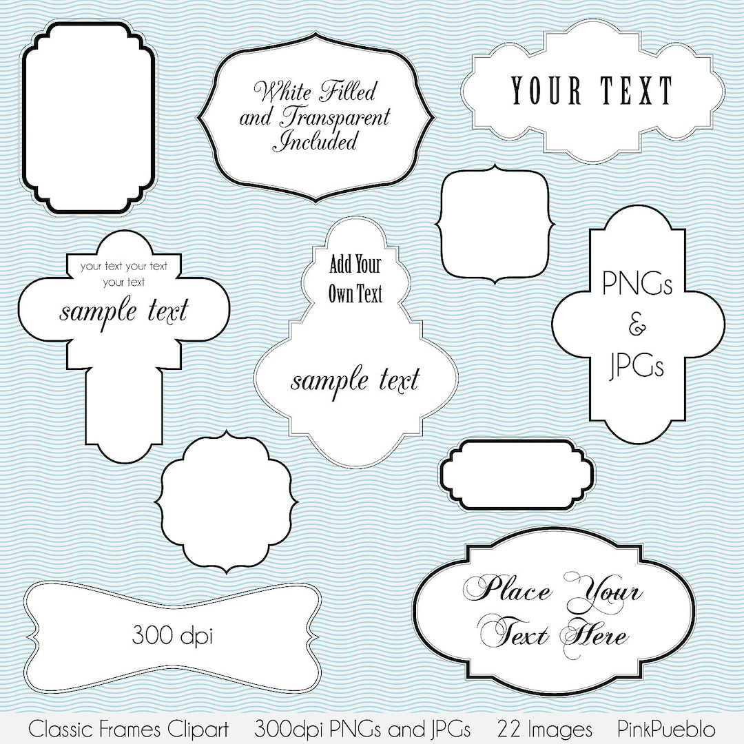 Frames Clip Art Clipart Borders Tags Labels Clip Art Clipart - Etsy