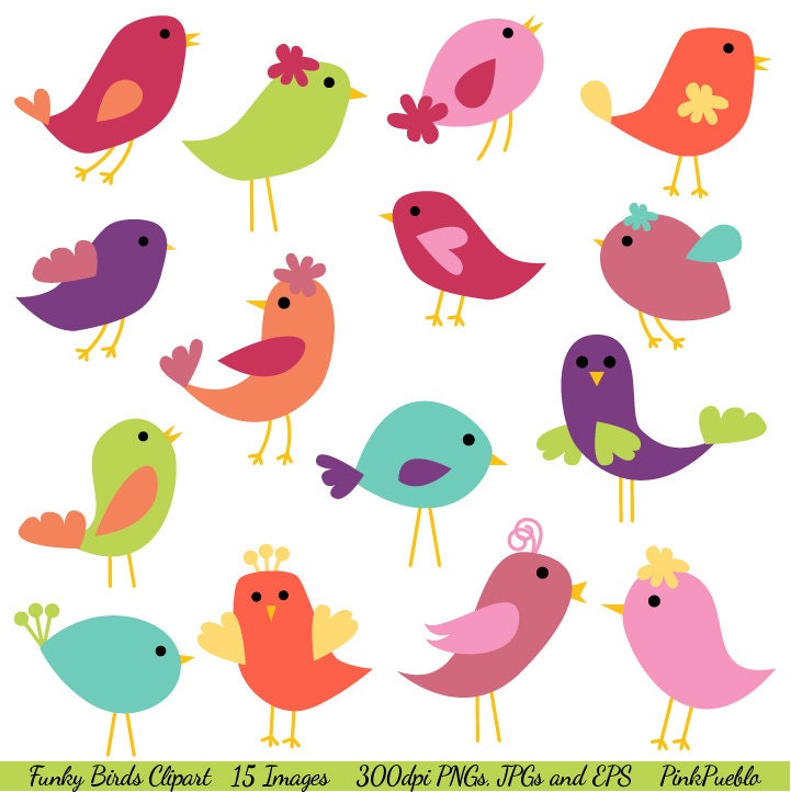 Birds Clip Art Birds Clipart Commercial Use - Etsy