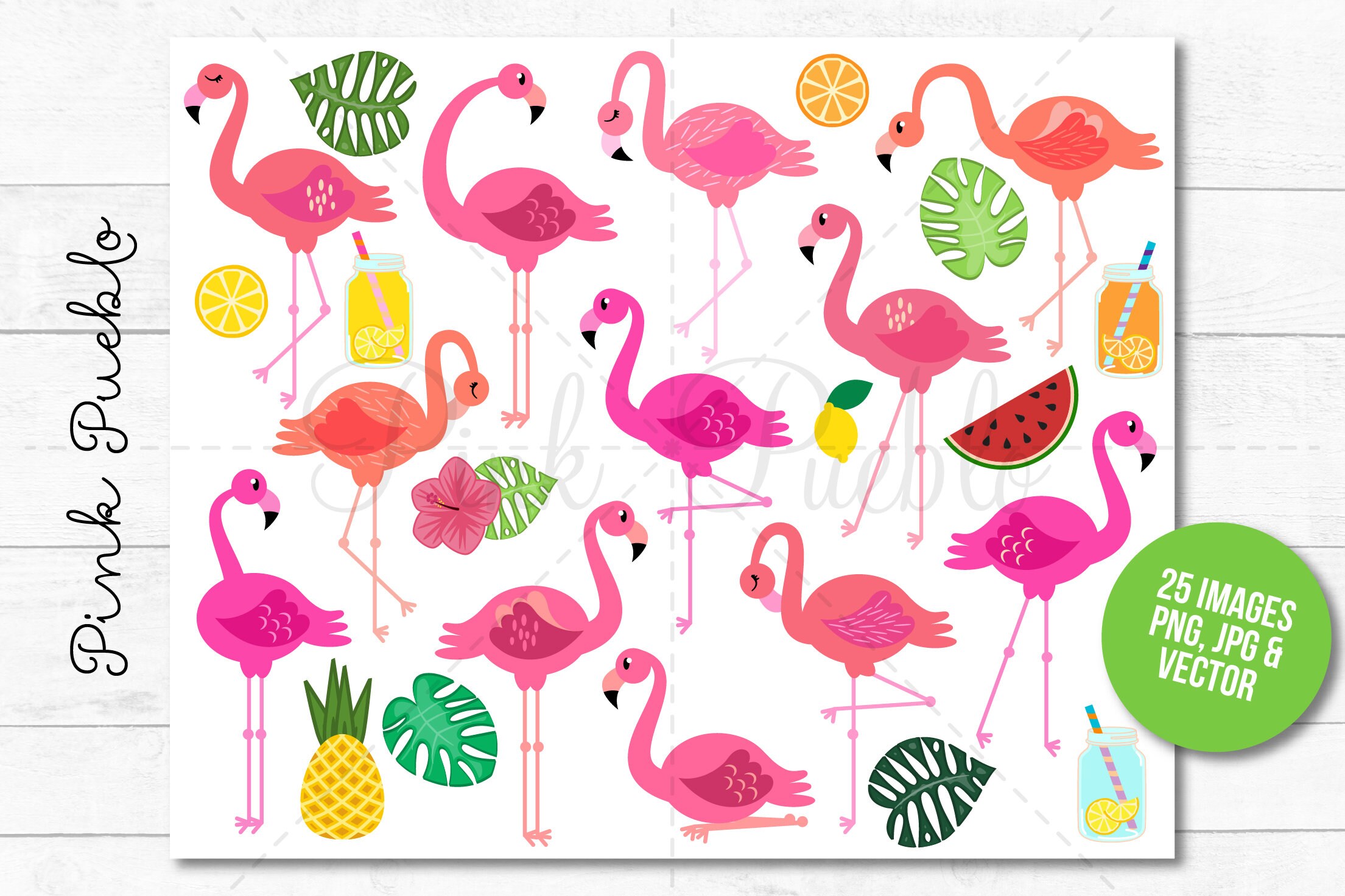 Flamingo Clipart Flamingo Clip Art Summer Clipart Summer - Etsy