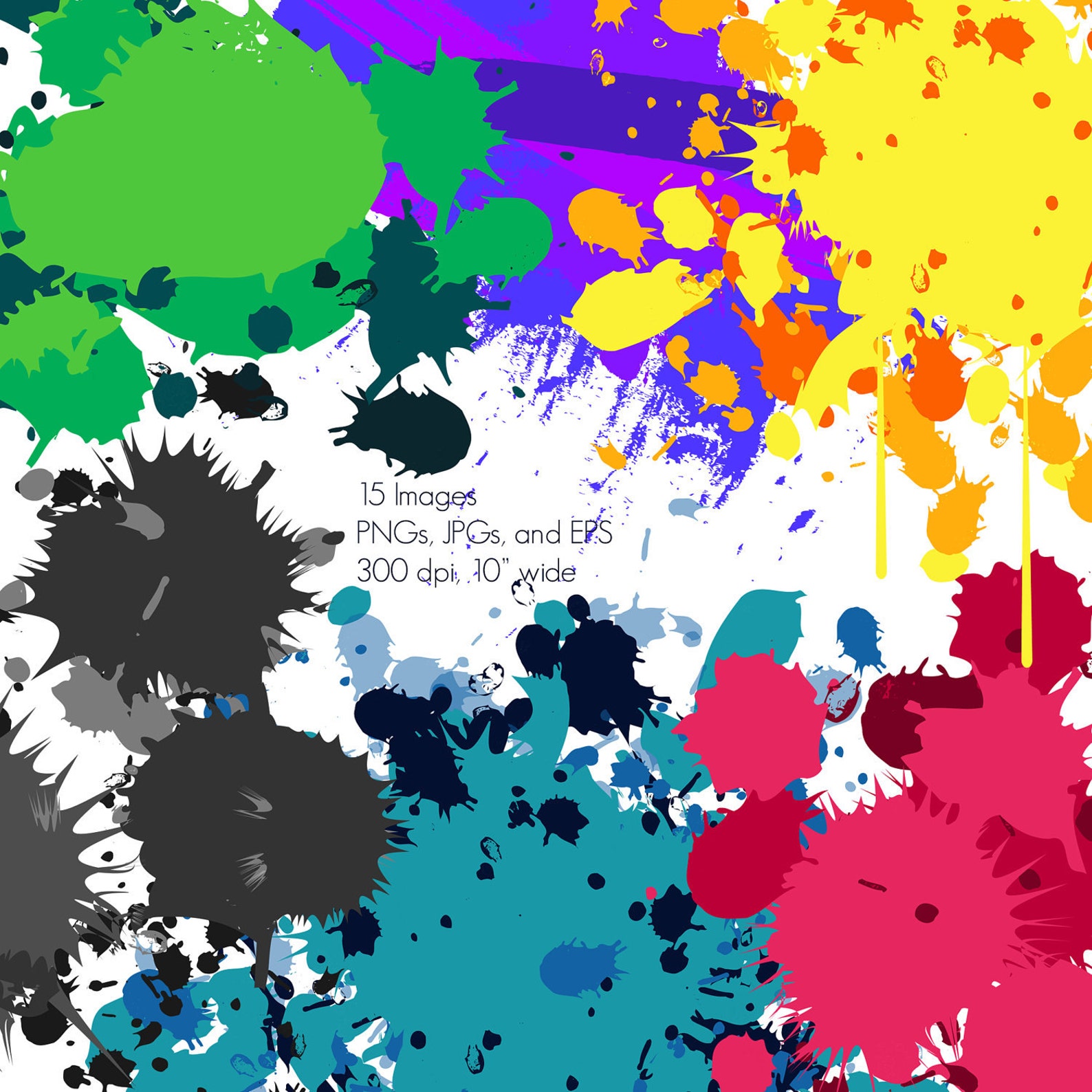 Paint Splatters Clip Art Clipart Commercial and Personal - Etsy