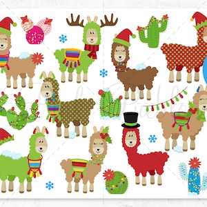 Christmas Llama Clipart, Christmas Llama Clip Art, Winter Holiday ...