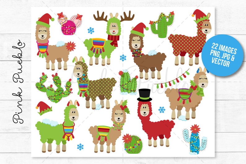 Christmas Llama Clipart Christmas Llama Clip Art Winter - Etsy