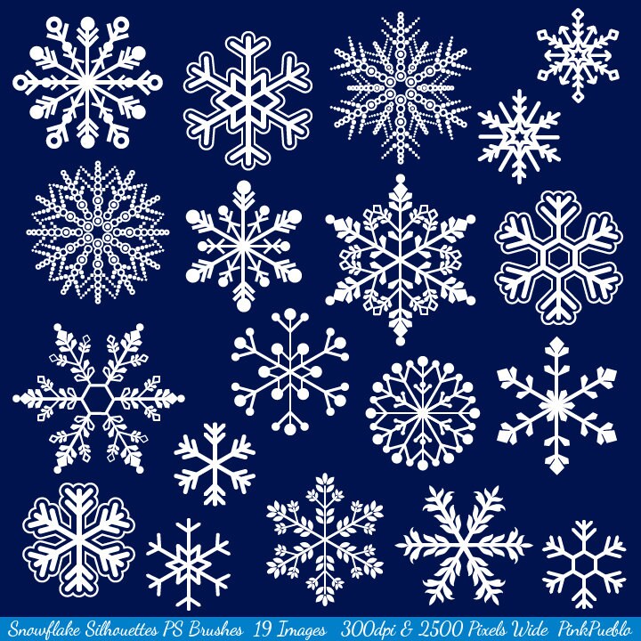 Snowflake Photoshop Brushes Snowflake Silhouettes Photoshop - Etsy
