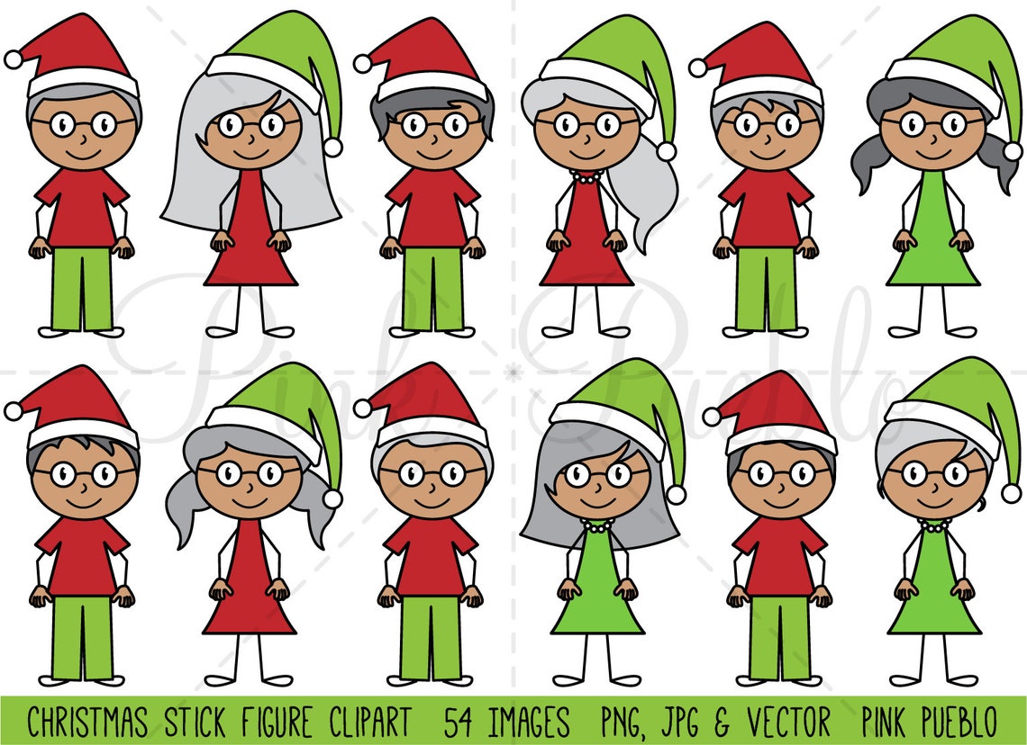Christmas Stick Figure Family Clipart Christmas Stick Figure - Etsy