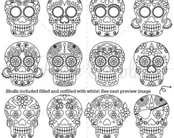 Sugar Skull Clipart | Etsy