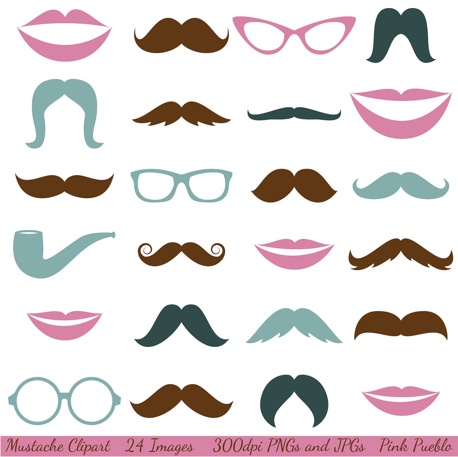 Pink Mustache Clip Art