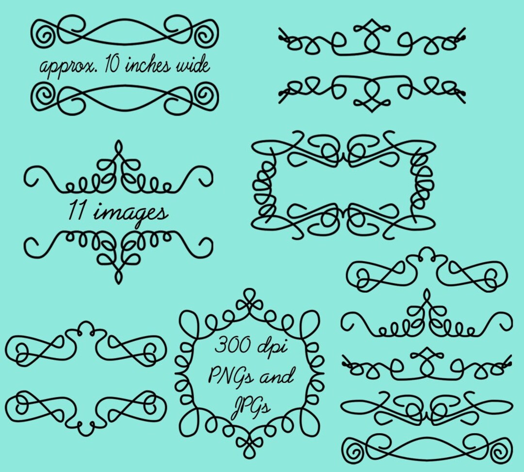 Doodle Frames Clip Art Clipart Doodle Flourishes Clip Art - Etsy