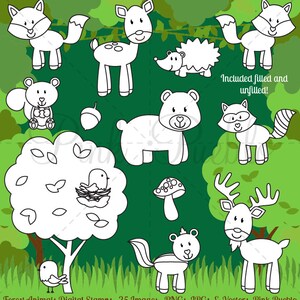 Forest Animals Digital Stamps, Forest Animal Clip Art, Forest Animals ...