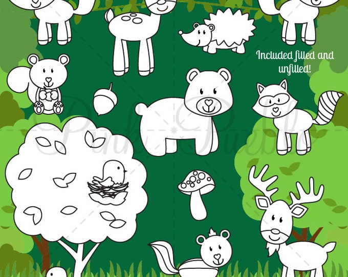 Forest Animals Digital Stamps, Forest Animal Clip Art, Forest Animals ...