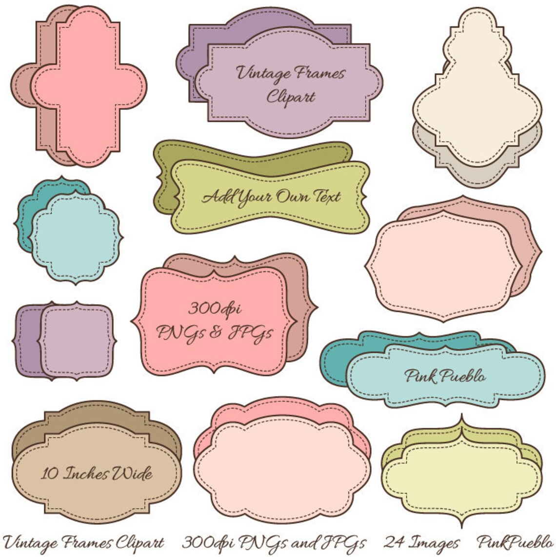 Vintage Frames Clipart Clip Art Vintage Borders Clipart Clip - Etsy