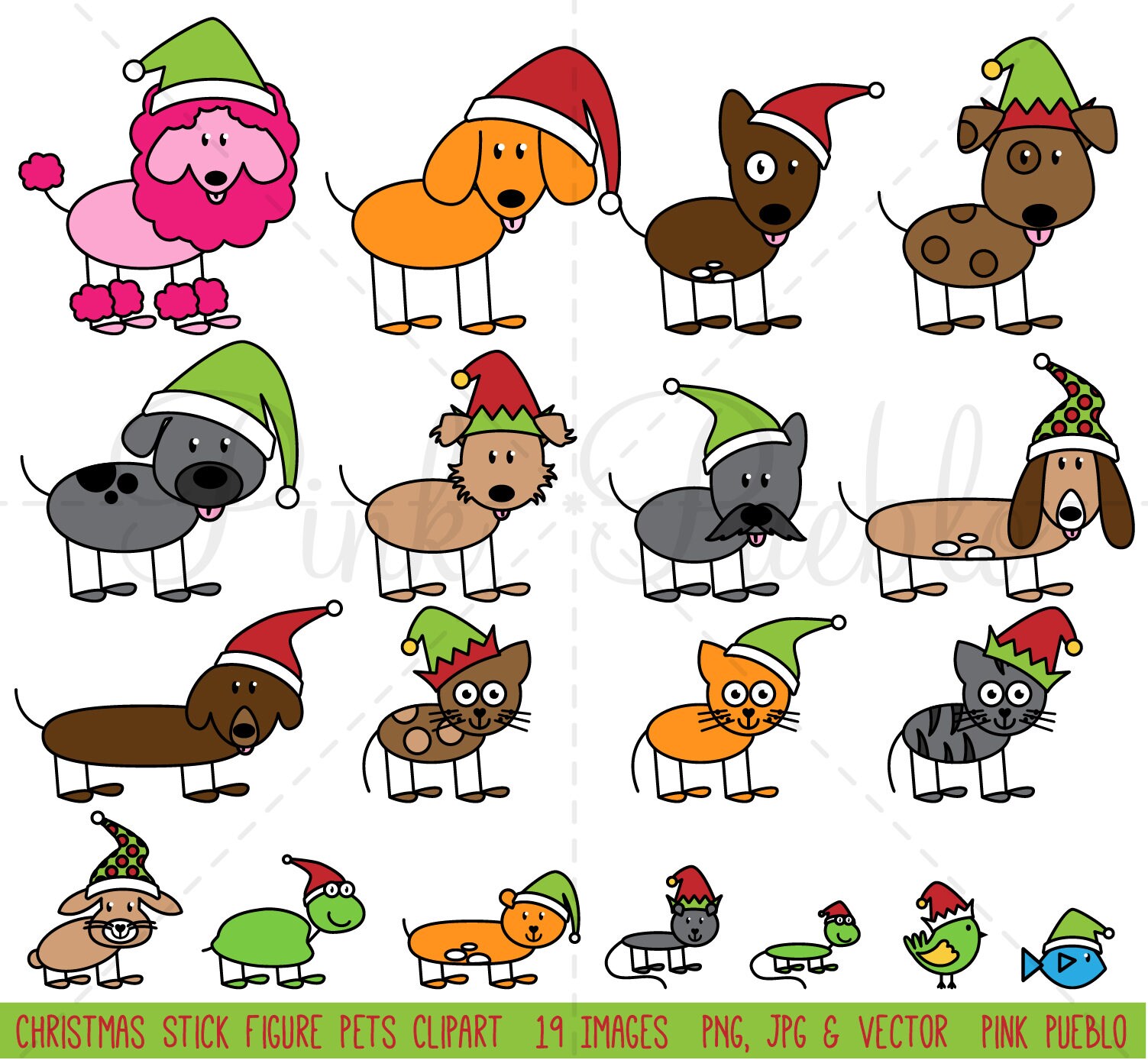 Christmas Stick Figure Pets Clipart Clip Art Vectors - Etsy Canada