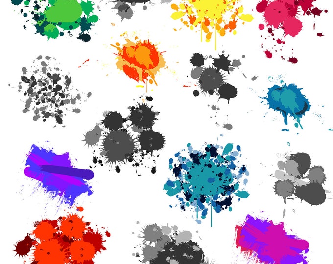 Paint Splatters Clip Art Clipart Commercial and Personal - Etsy