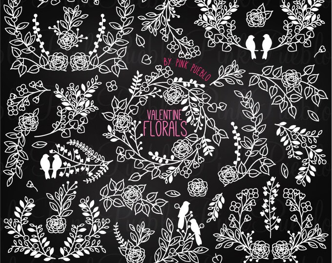 Chalkboard Floral Clipart - Clip Art - Floral Clipart - Chalk Clipart ...