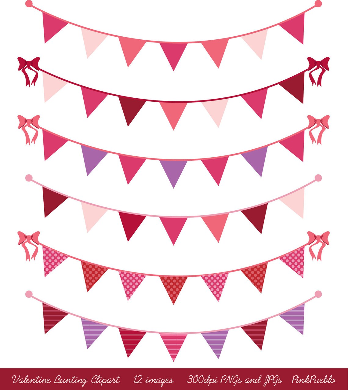 Valentines Day Bunting Clip Art Clipart Valentines Day Clip - Etsy
