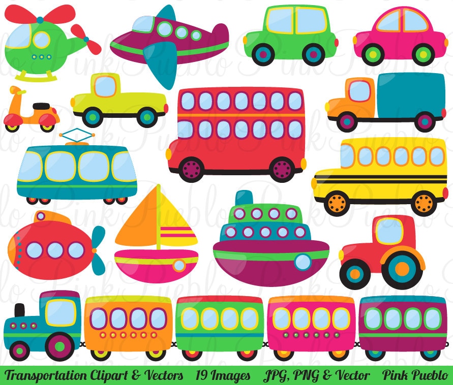 Transportation Clipart Clip Art Vectors Great for Kids | Etsy