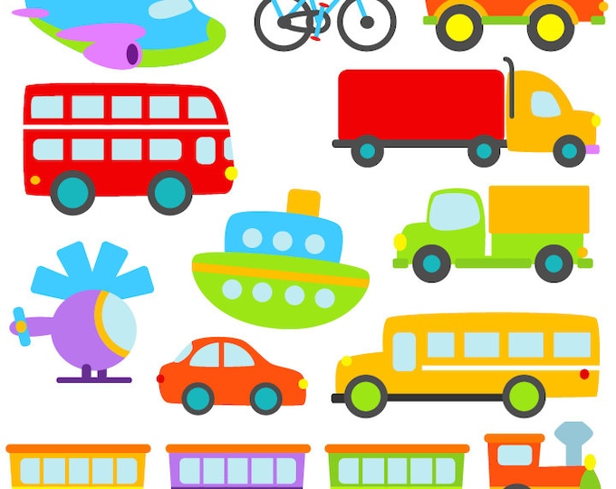 Transportation Clip Art Clipart With Car, Truck, Train, Helicopter ...