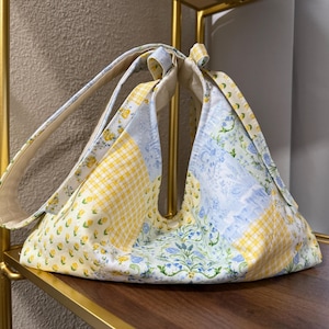 Handmade Quilted Cotton Shoulder Bag: Mini Tote With Zipper Pocket - Etsy