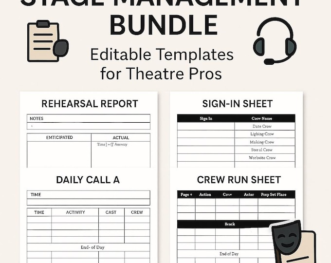 Stage Management Template Bundle - Digital Theatre Cue Sheets, Daily ...