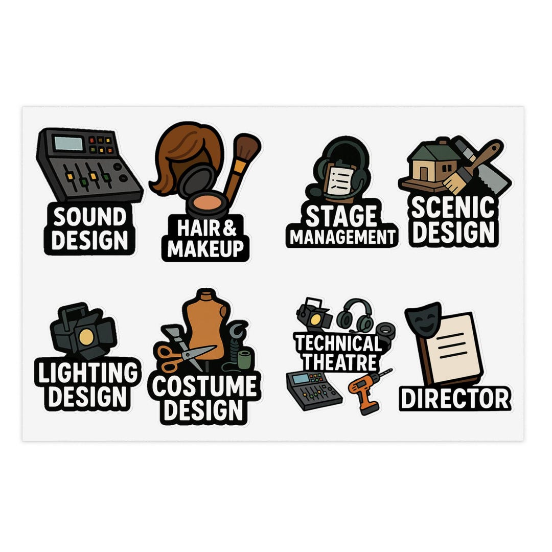 Tech Theatre Sticker Sheet - Stage Crew, Director, Sound, Lighting ...