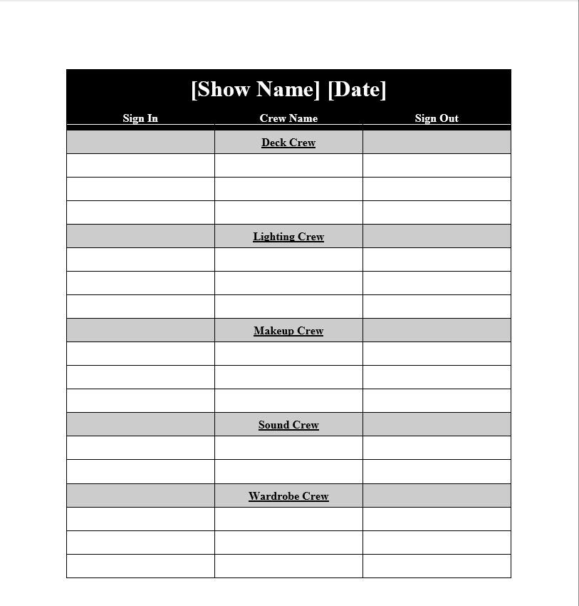 Stage Management Template Bundle - Digital Theatre Cue Sheets, Daily ...