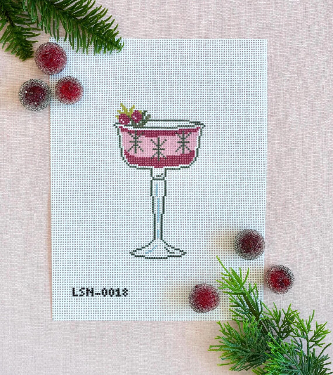 Christmas Cranberry Cocktail Needlepoint Canvas - Etsy