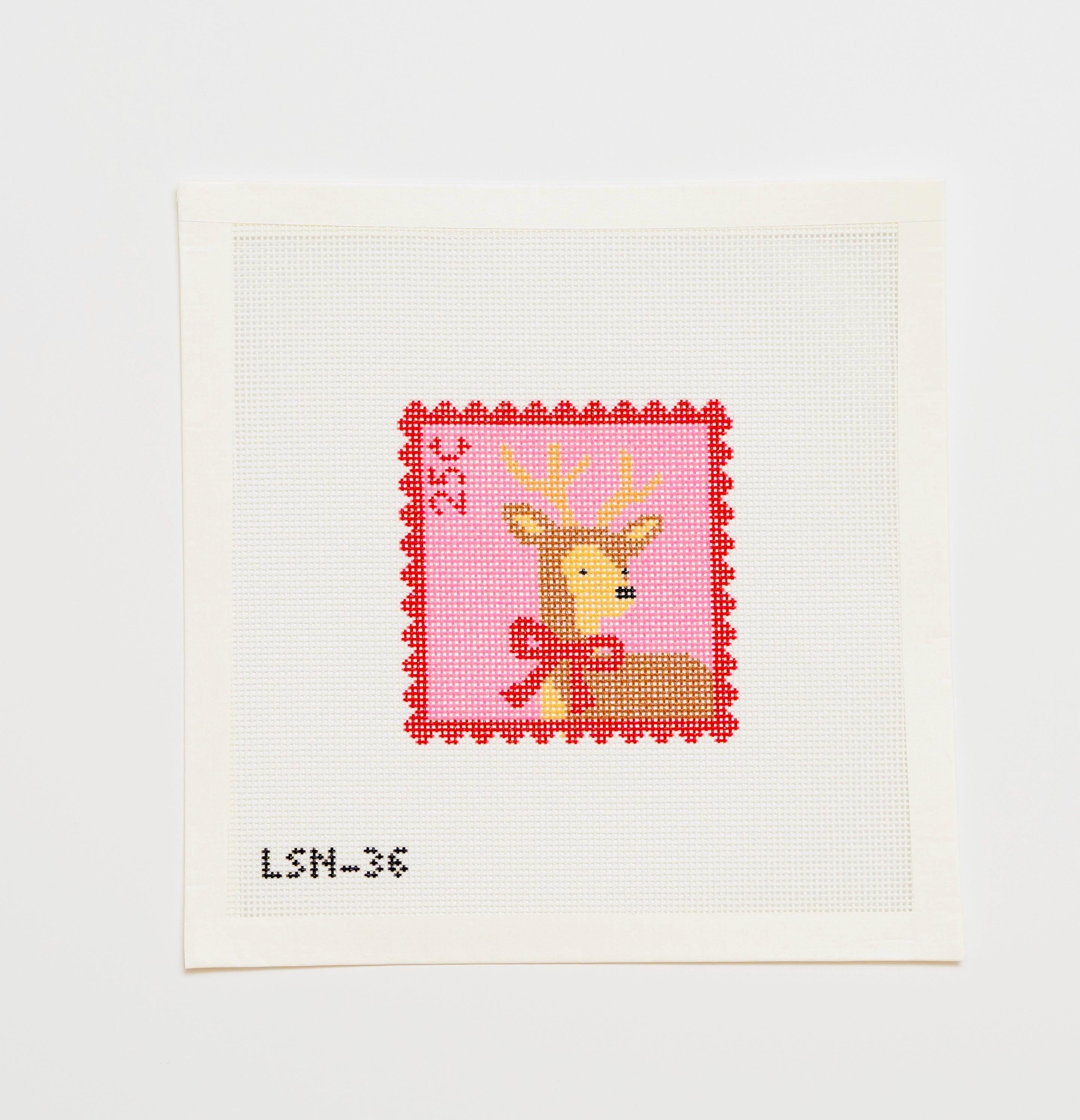 Holiday Pink Deer Stamp Needlepoint Canvas - Etsy
