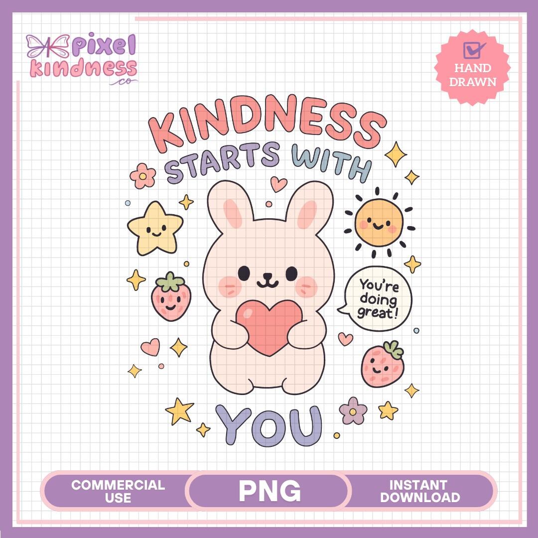 Kindness Bunny PNG: Pastel Clipart, Motivational Quote (digital ...