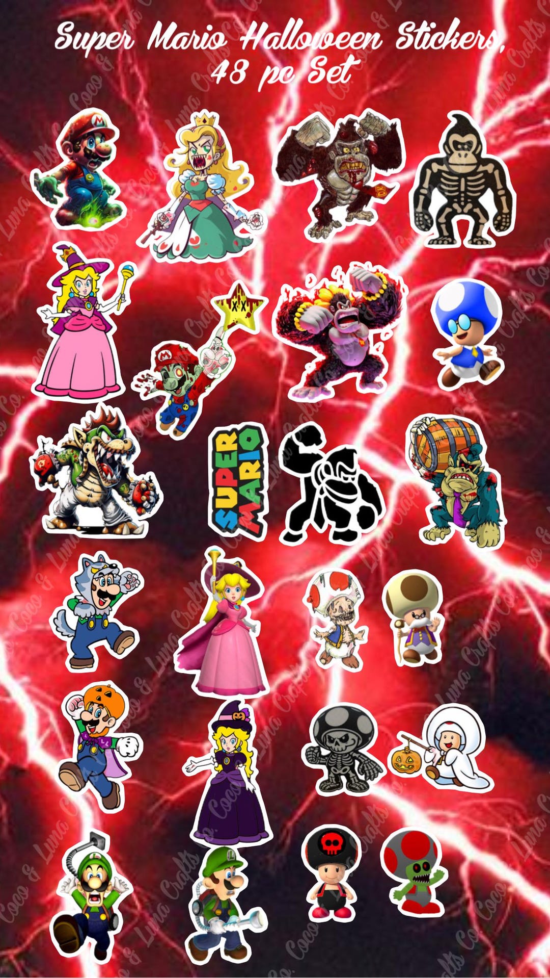 Super Mario Halloween Sticker Pack: Spooky Nintendo Characters - Etsy