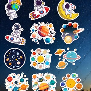 Solar System Stickers – 12 Pc Waterproof Planet & Astronaut Decals - Etsy