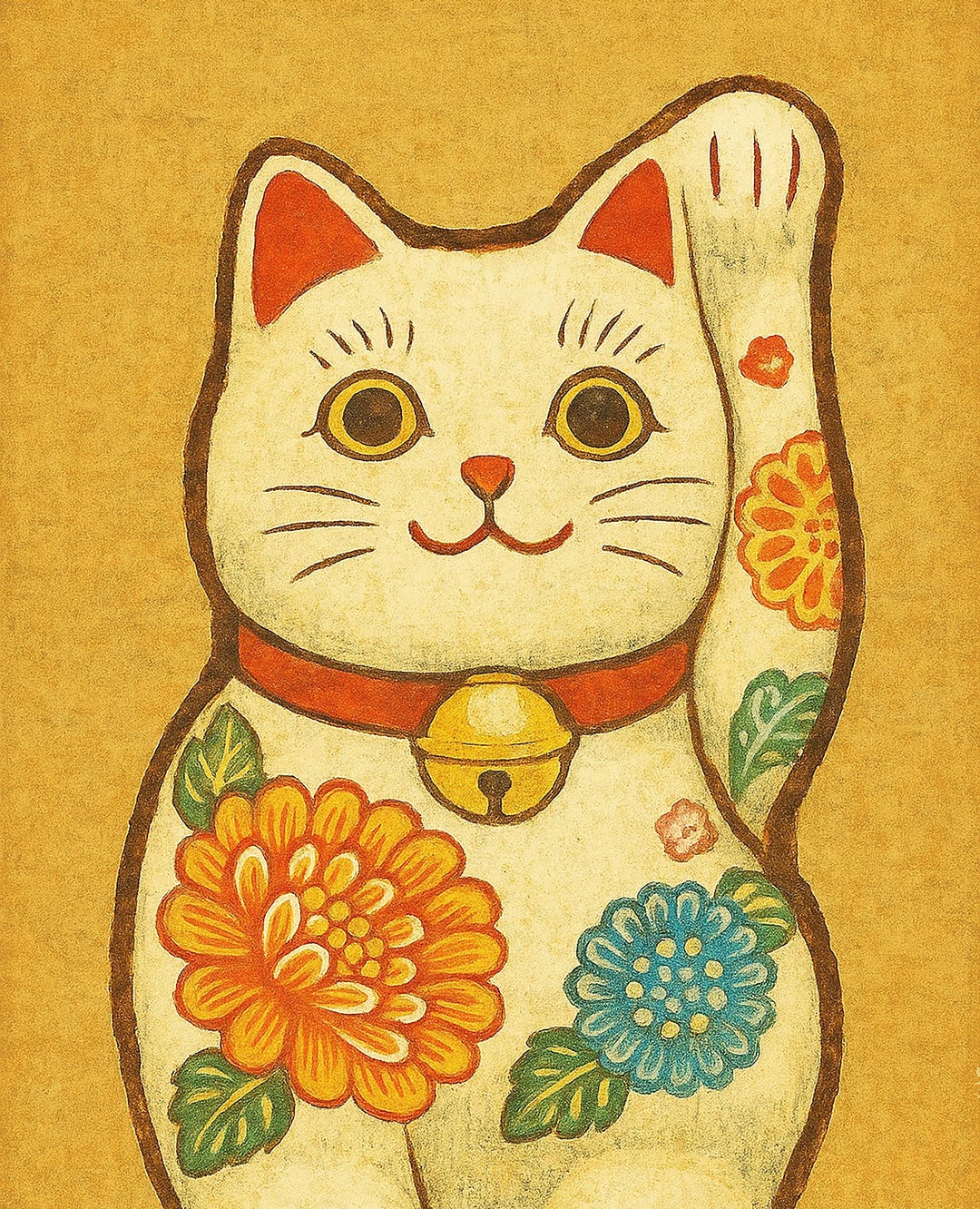 Lucky Floral Maneki-neko Puzzle Available in 120, 252, and 500 Pieces ...