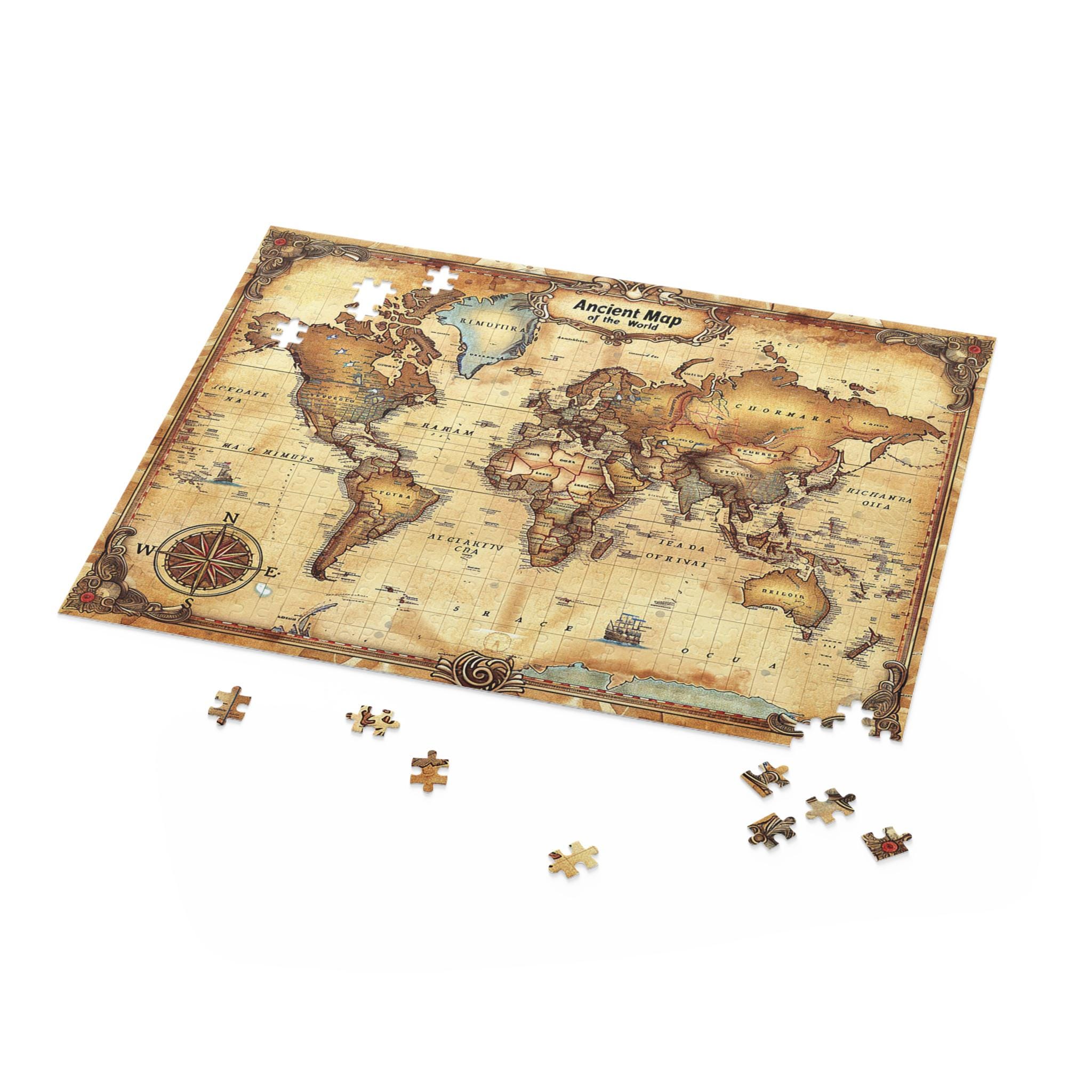 Ancient World Map Jigsaw Puzzle (120/252/500 Pieces) A Vintage-style ...